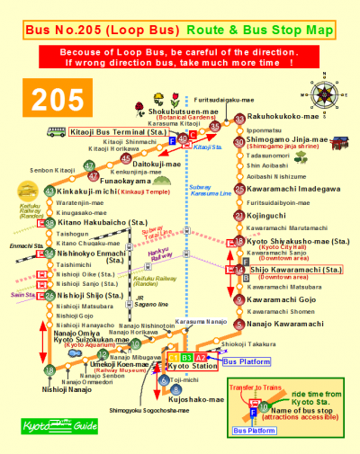 How to get (bus NO.205 route map)201901png | Kyoto Bus & Train Guide