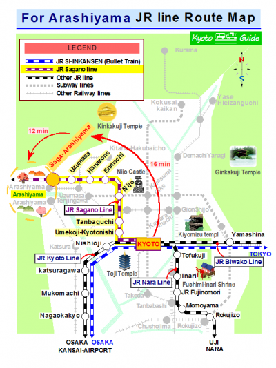 How to get (for Arashiyama JR sagano line route Map) | Kyoto Bus & Train Guide