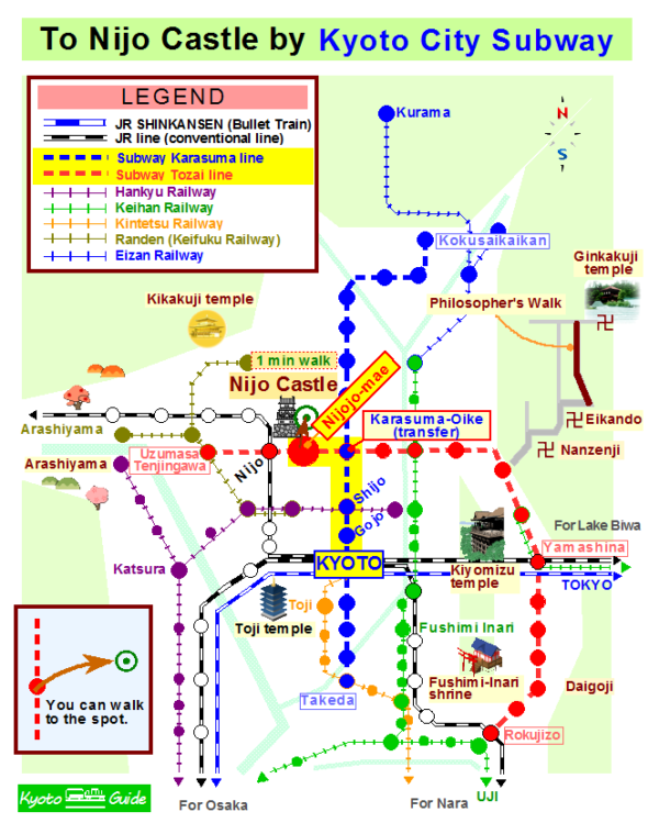 How to get (for Nijo Castle route map by subway) | Kyoto Bus & Train Guide