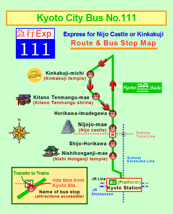 How to get(Express Bus No111 route map) | Kyoto Bus & Train Guide