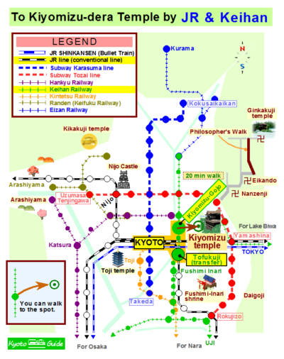 How to get (for Kiyomizu-dera temple route map by JR & Keihan)2 | Kyoto ...