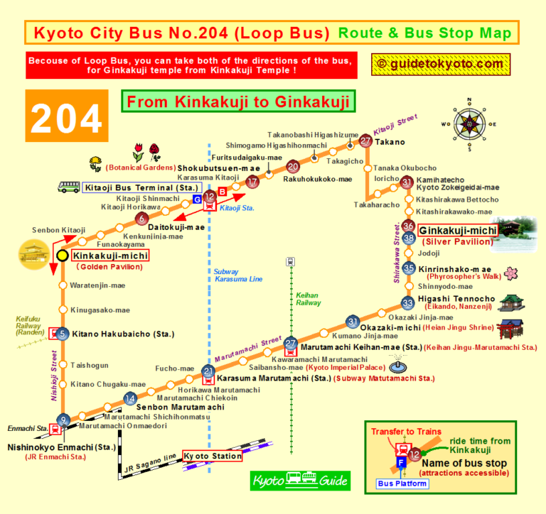 How to get (bus No.204 route map)png | Kyoto Bus & Train Guide
