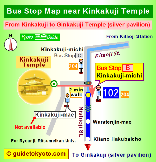 How to get (kinkakuji bus stop map 1-C for Ginkakuji) | Kyoto Bus ...