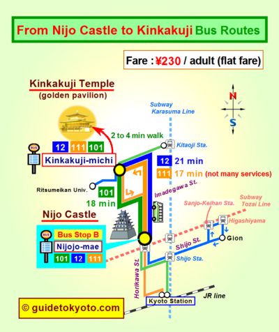 How to get (Nijo castle to kinkakuji bus routes)20200403new | Kyoto Bus ...