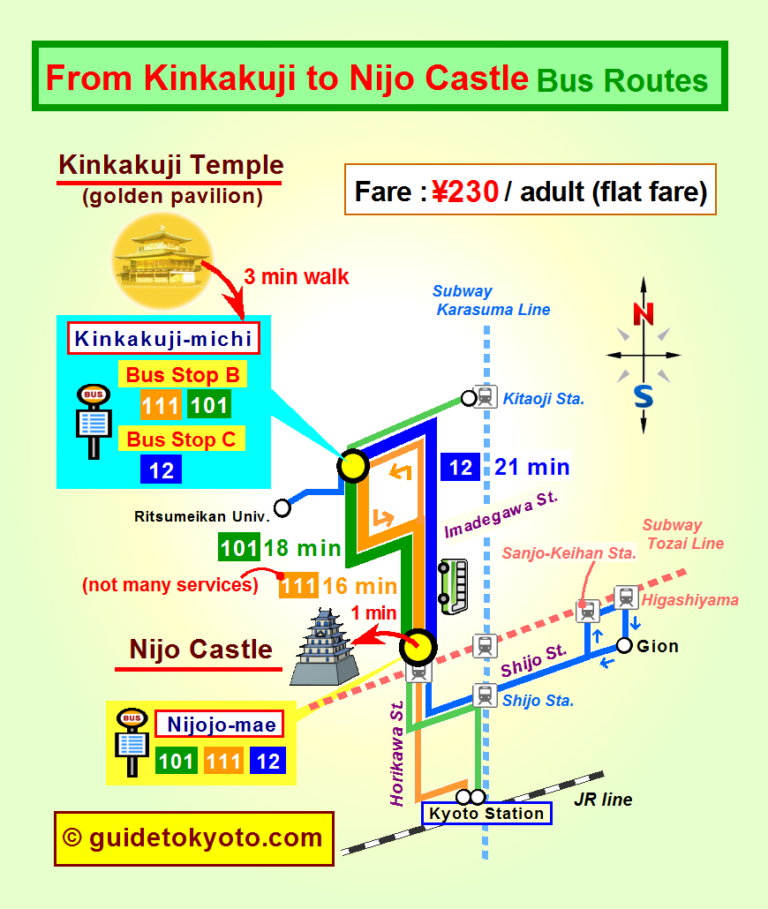 How to get (kinkakuji to Nijo Castle bus routes)2020new | Kyoto Bus ...