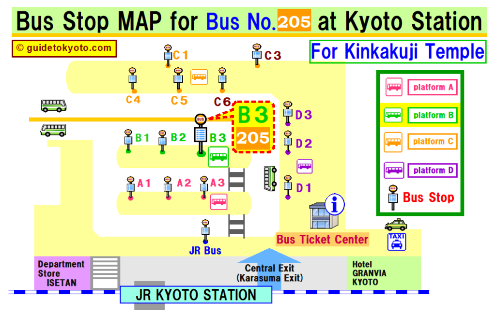 How to get (kyoto station bus stop map for Kinkakuji bus No205)202304b ...