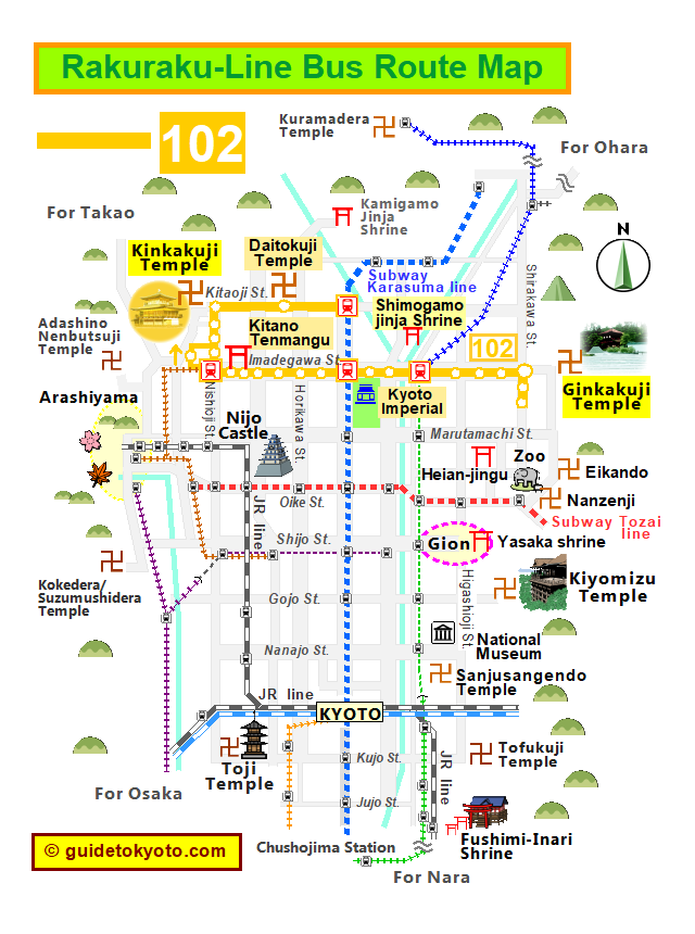 Rakuraku-Line Bus No.102 | Kyoto Bus & Train Guide